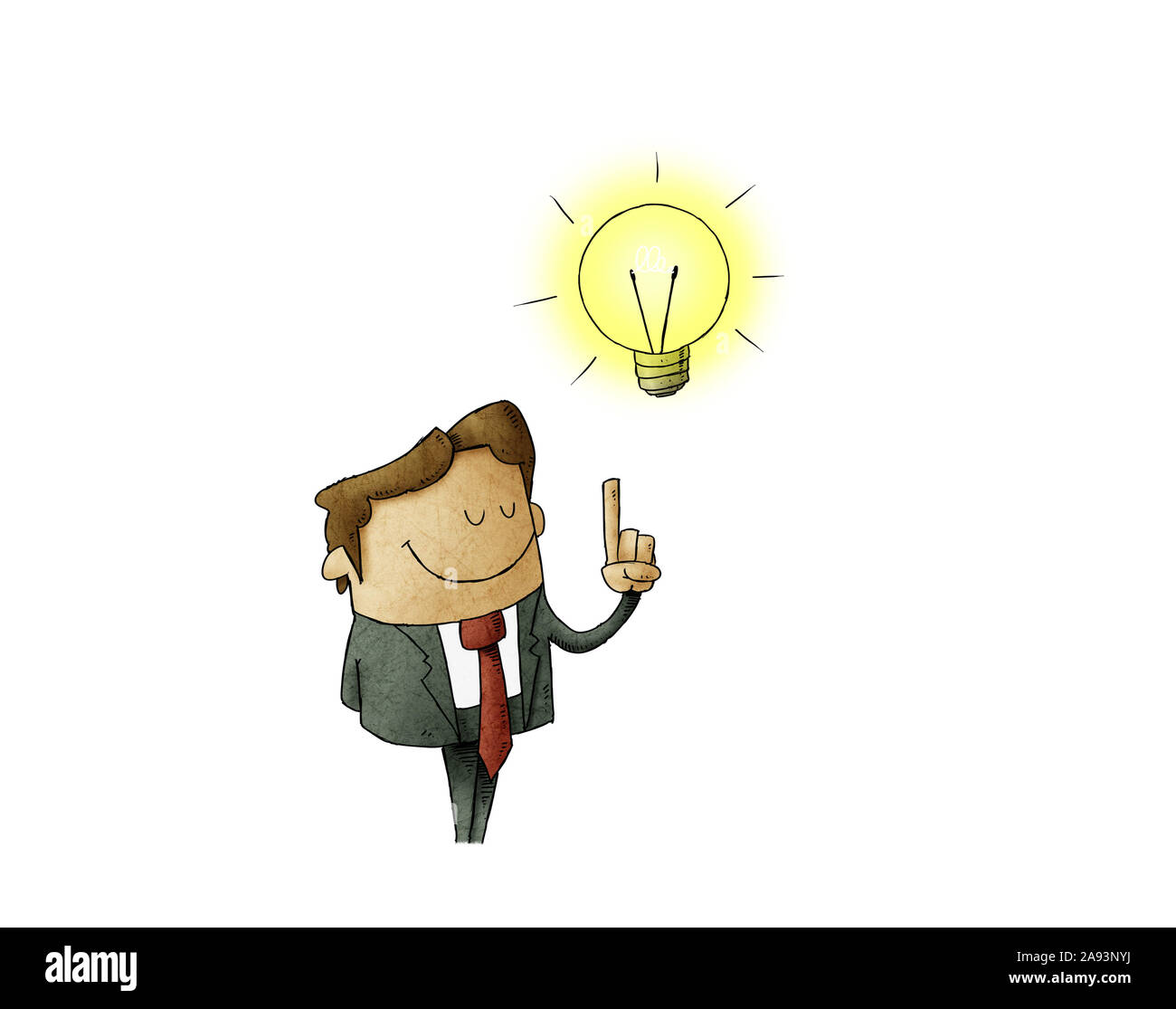 illustration of a man who has a lit bulb above his head. Creativity concept. isolated Stock ...