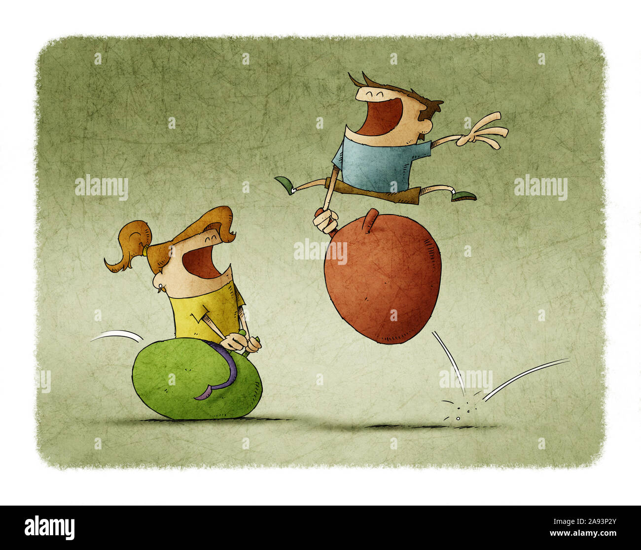 Cartoon Boy Girl Jumping On High Resolution Stock Photography and ...