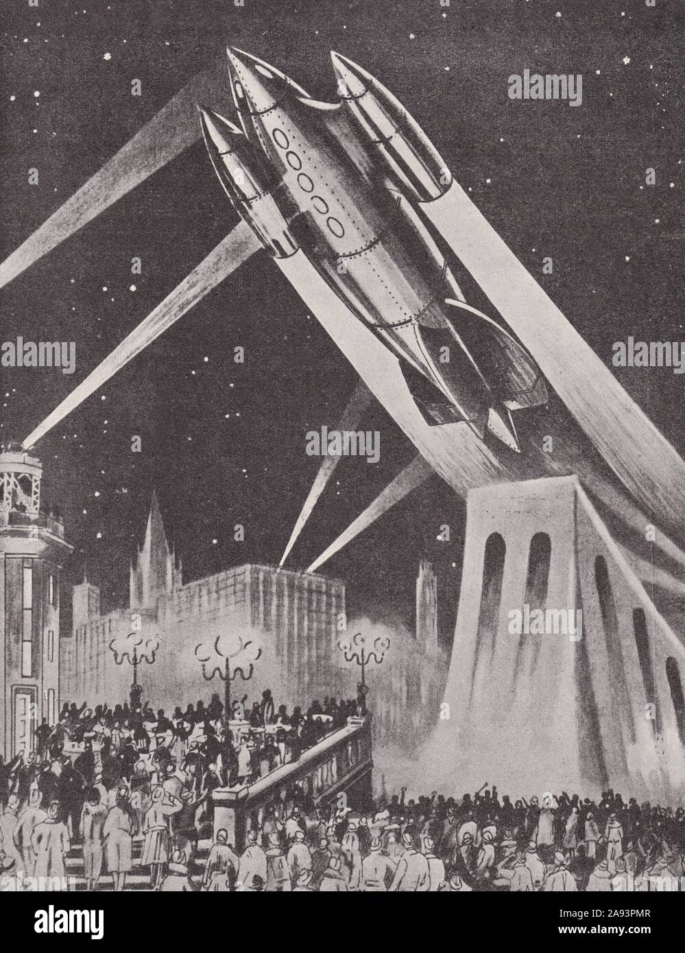 1930s Illustration of 'A Vision of the Future' - Jets, Rockets, Speed ...