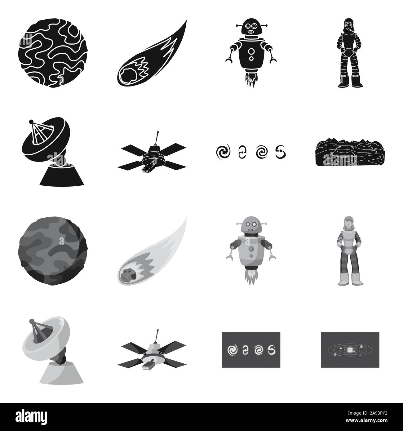 Vector illustration of astronomy and technology logo. Set of astronomy ...