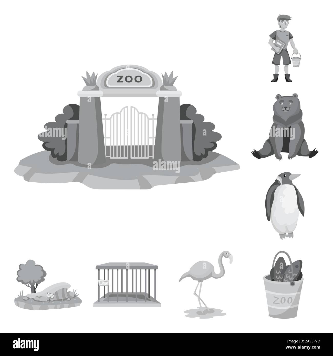 Isolated object of zoo and park sign. Set of zoo and animal stock ...