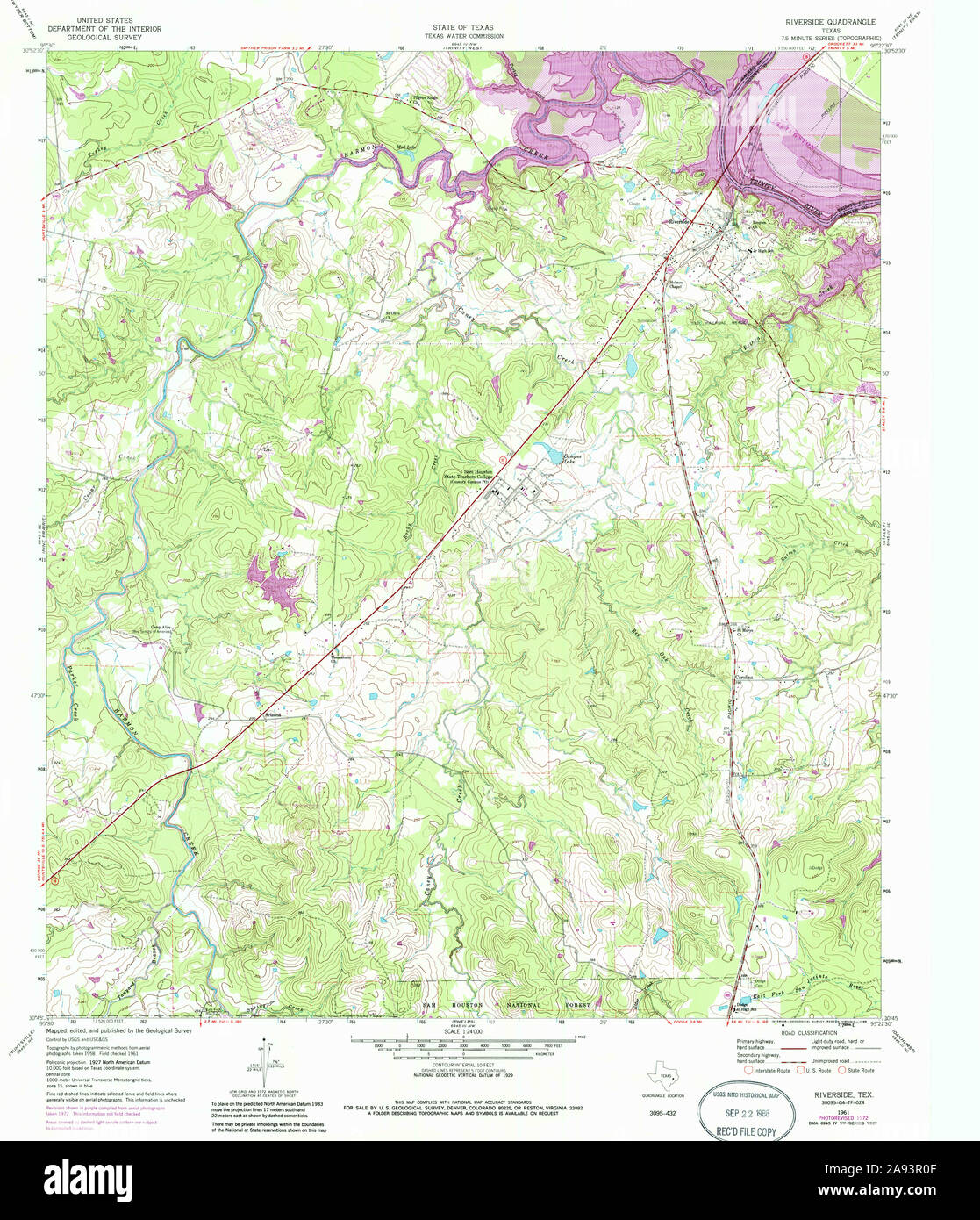 USGS TOPO Map Texas TX Riverside 117598 1961 24000 Restoration Stock ...