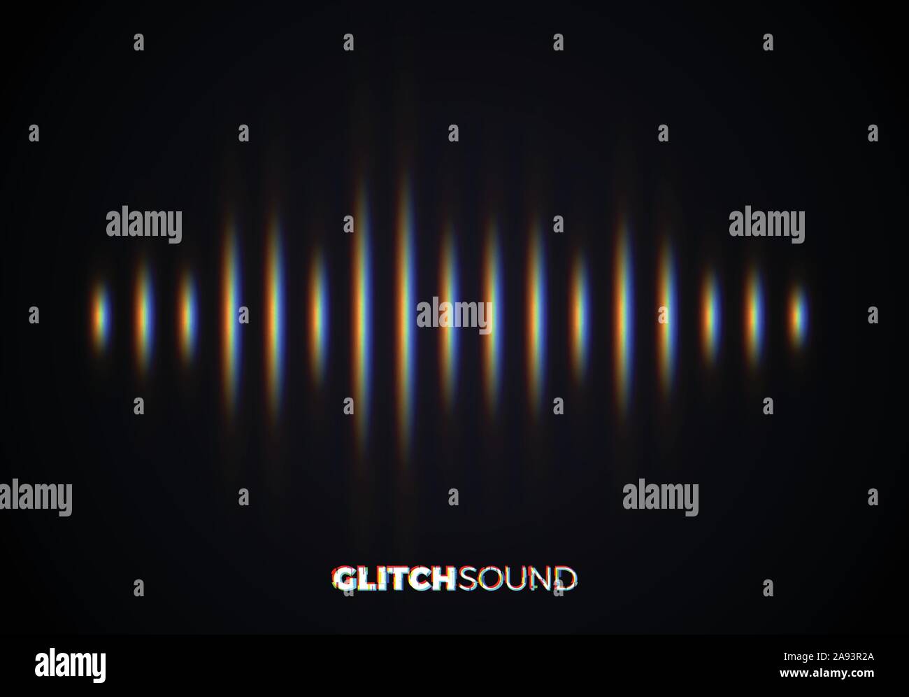 Audio or sound wave with music volume peaks and color glitch effect ...