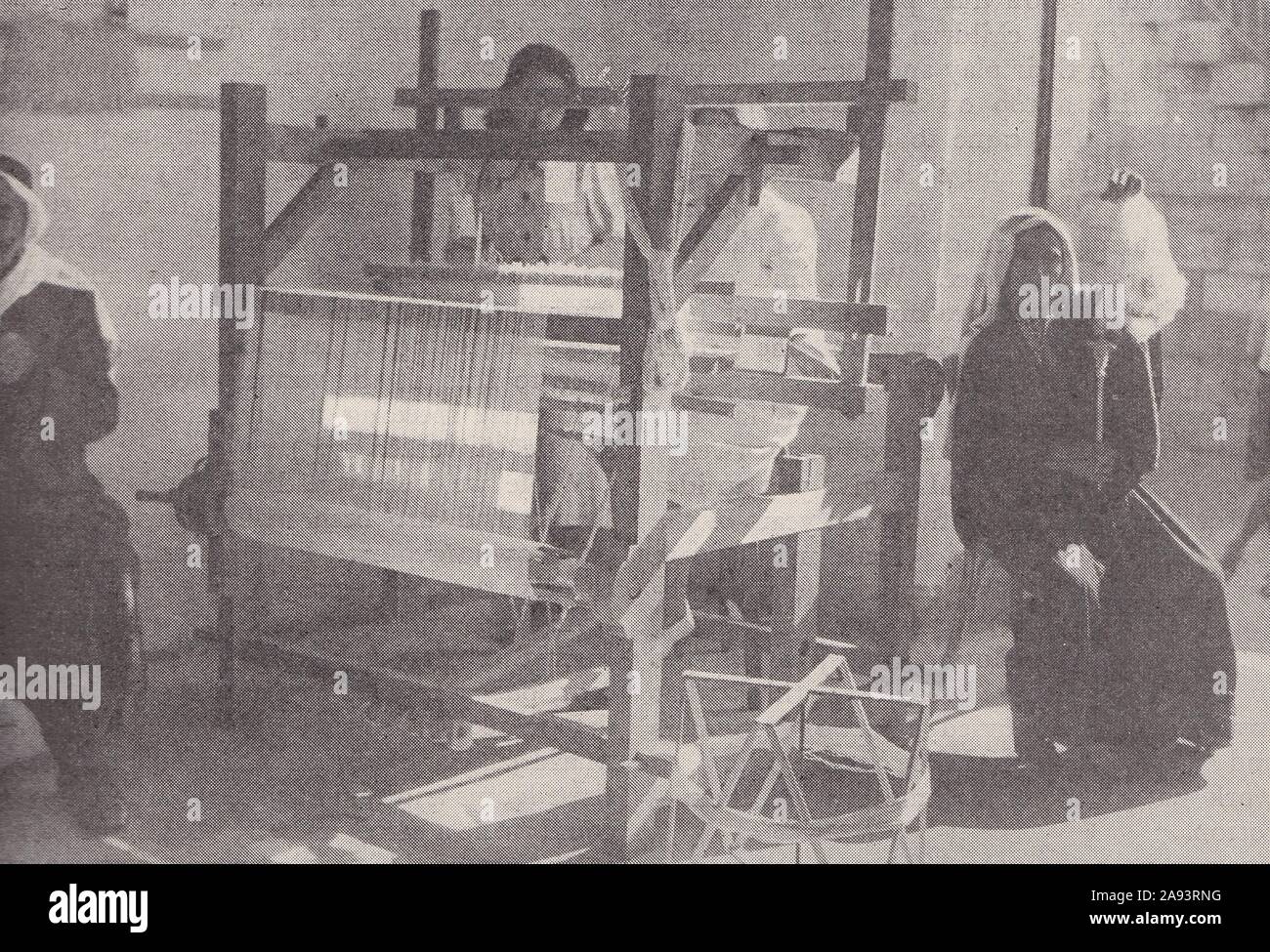 Peasant women working on a loom at Ramallah, Palestine 1940s Stock ...
