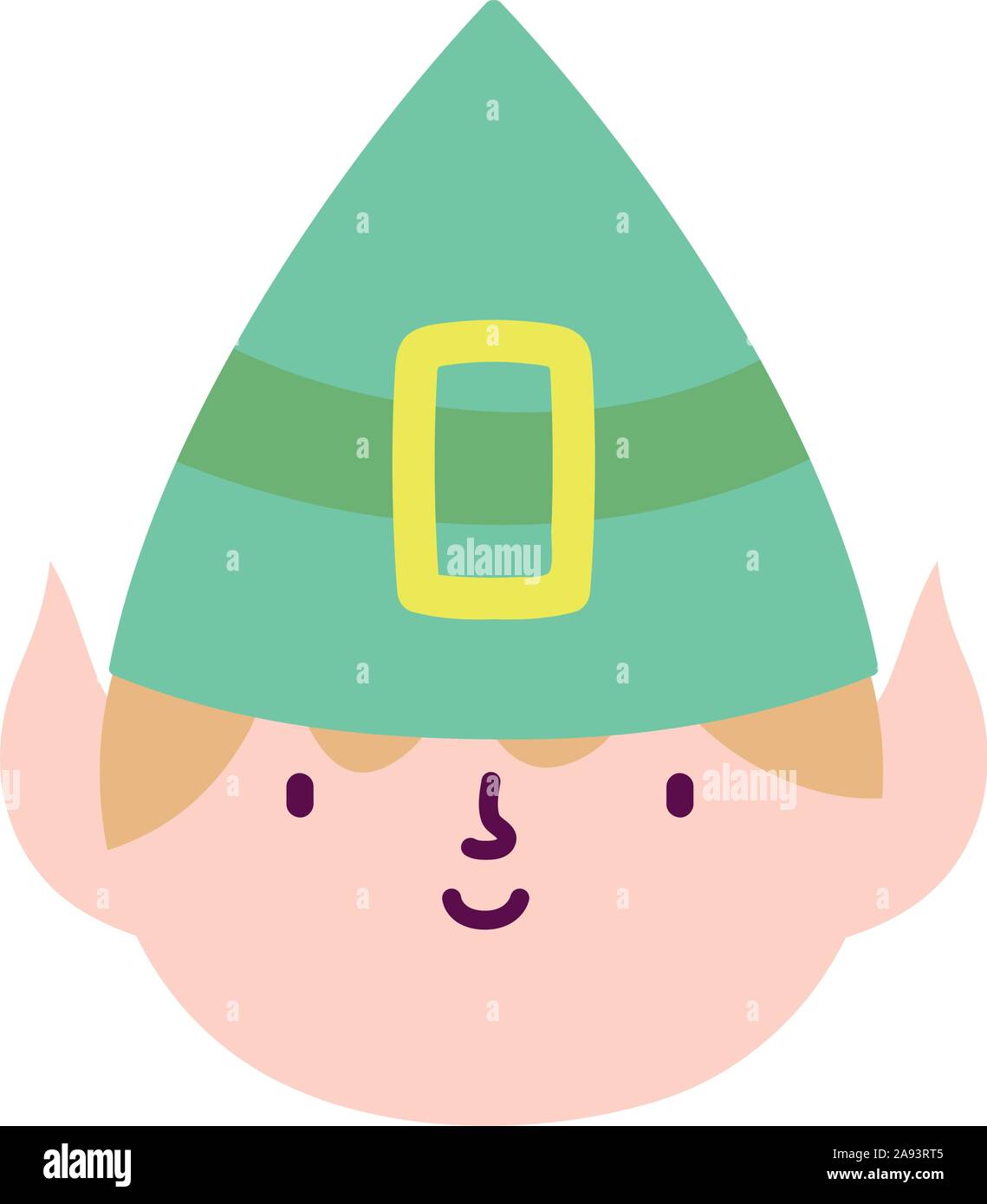merry christmas celebration cute helper face with hat cartoon vector ...