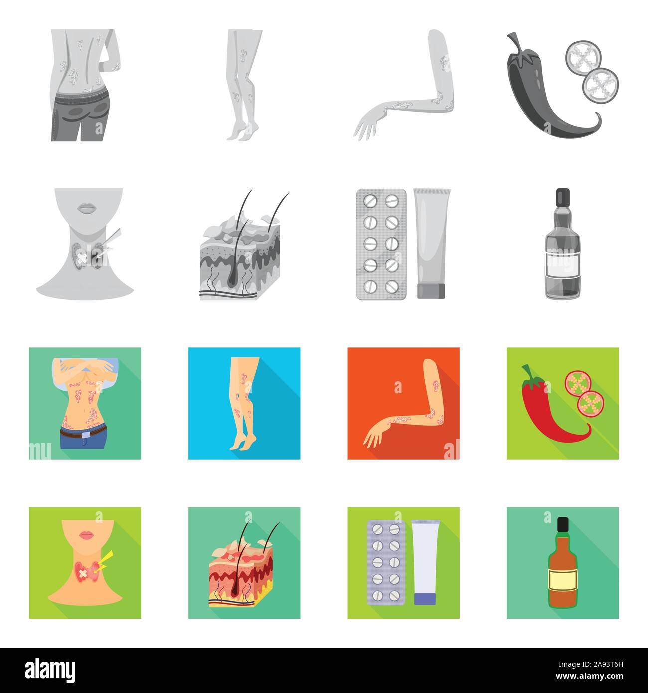 Vector illustration of medical and pain logo. Collection of medical and ...