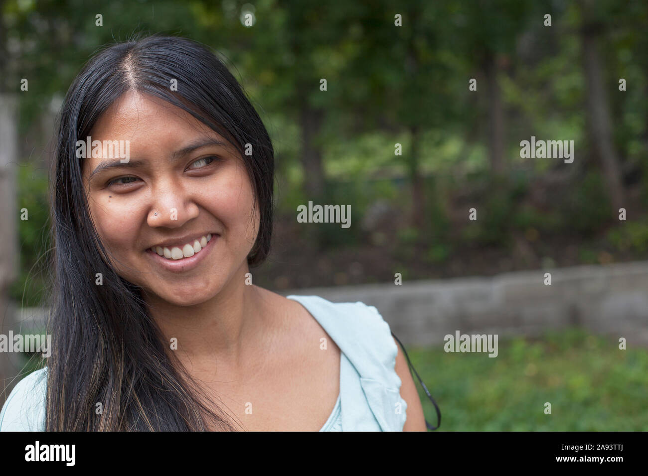 Woman with Visual Impairment smiling Stock Photo - Alamy