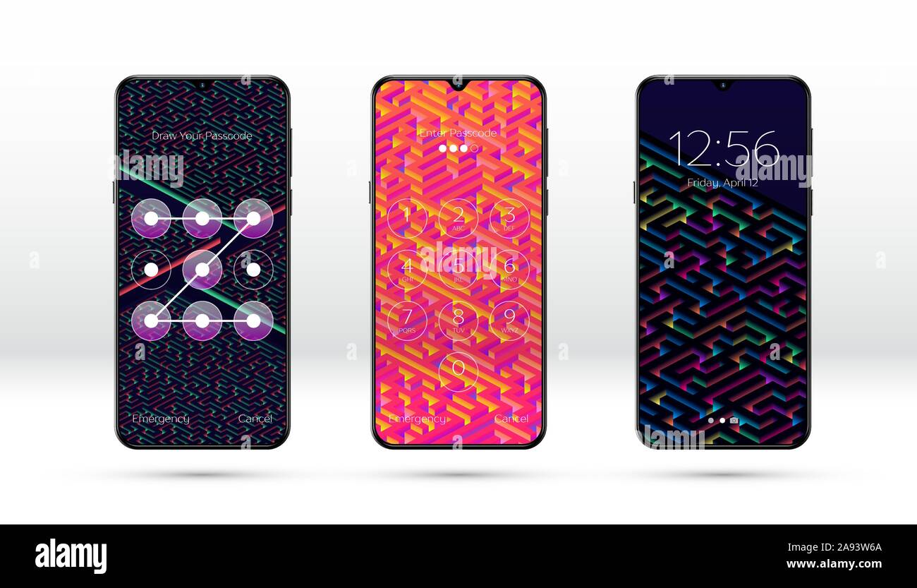Smartphone lock screen background with abstract maze or labyrinth ...