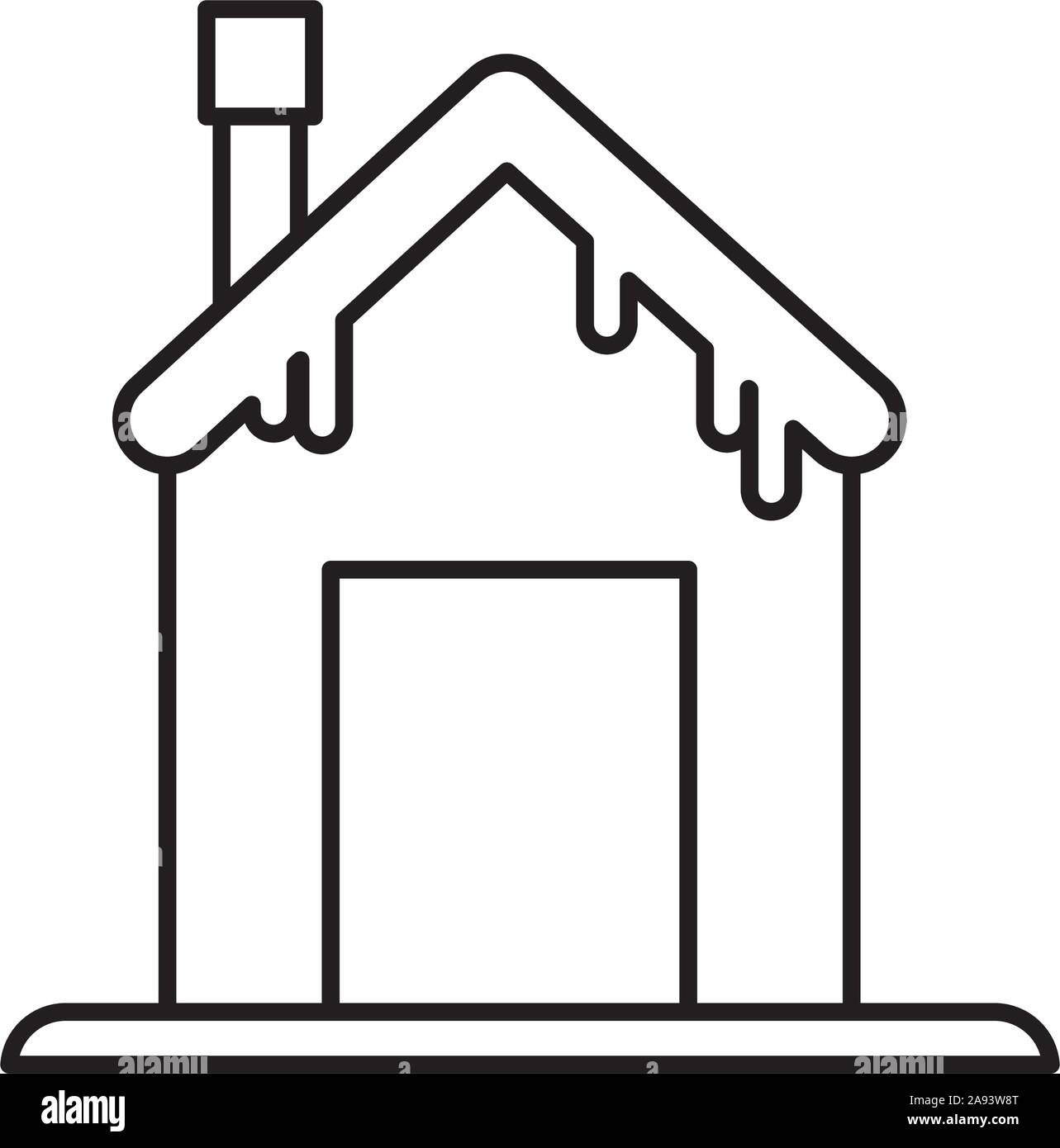 house with chimney and snow design vector illustration thick line Stock ...