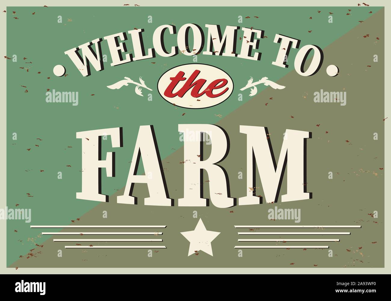 Welcome to the farm vintage rusty sign on a white background, vector ...