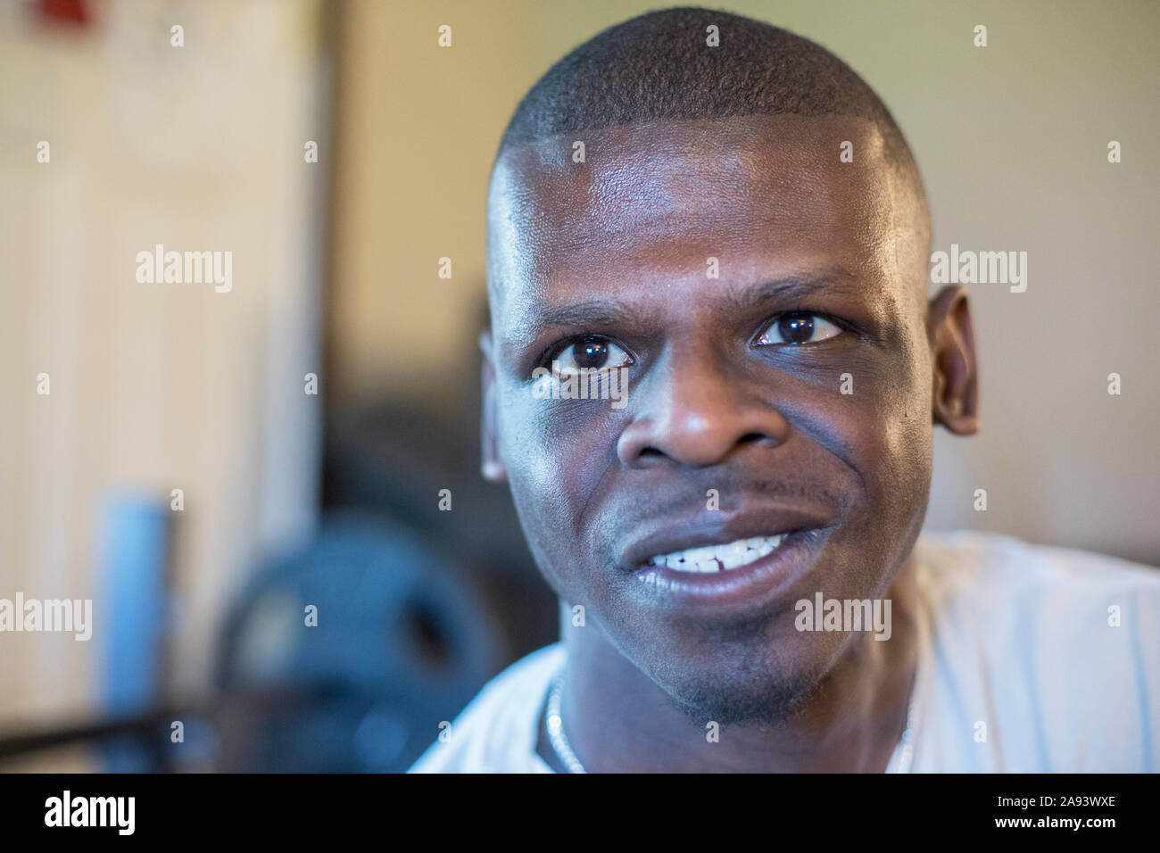 Man with Williams Syndrome exercising Stock Photo - Alamy