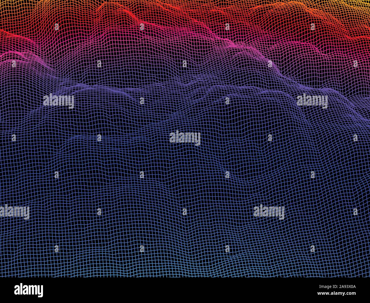 Digital landscape with mountains or clouds made of line grid Stock ...