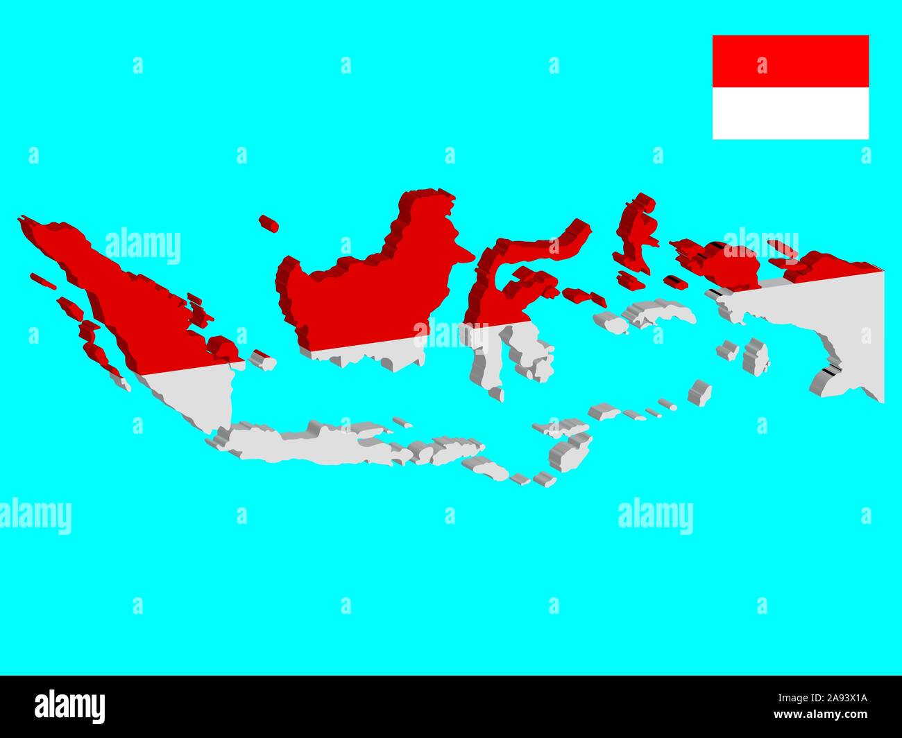 3D Map Flag Indonesia Vector illustration. Eps 10 Stock Vector Image ...
