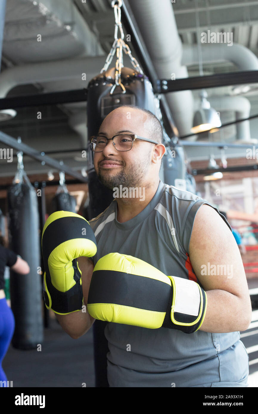African American man who has Down Syndrome boxing Stock Photo - Alamy