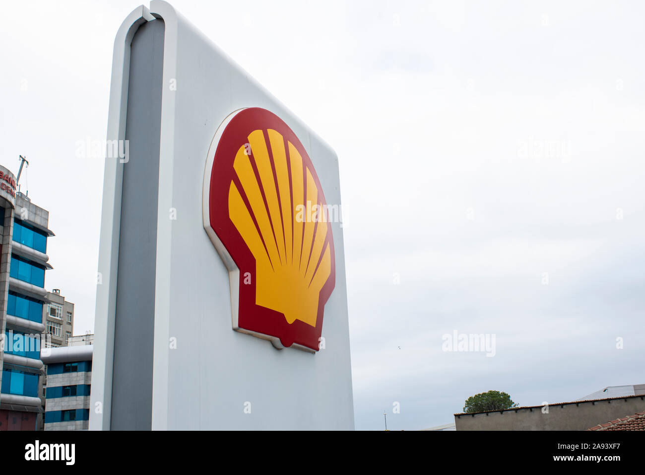 Istanbul, Turkey - November-11.2019: Shell gas station sign. Company ...