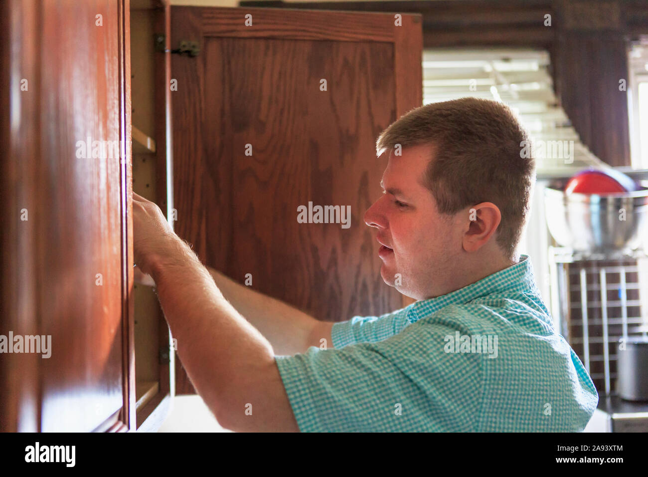 Man with Visual Impairment working in his home Stock Photo - Alamy