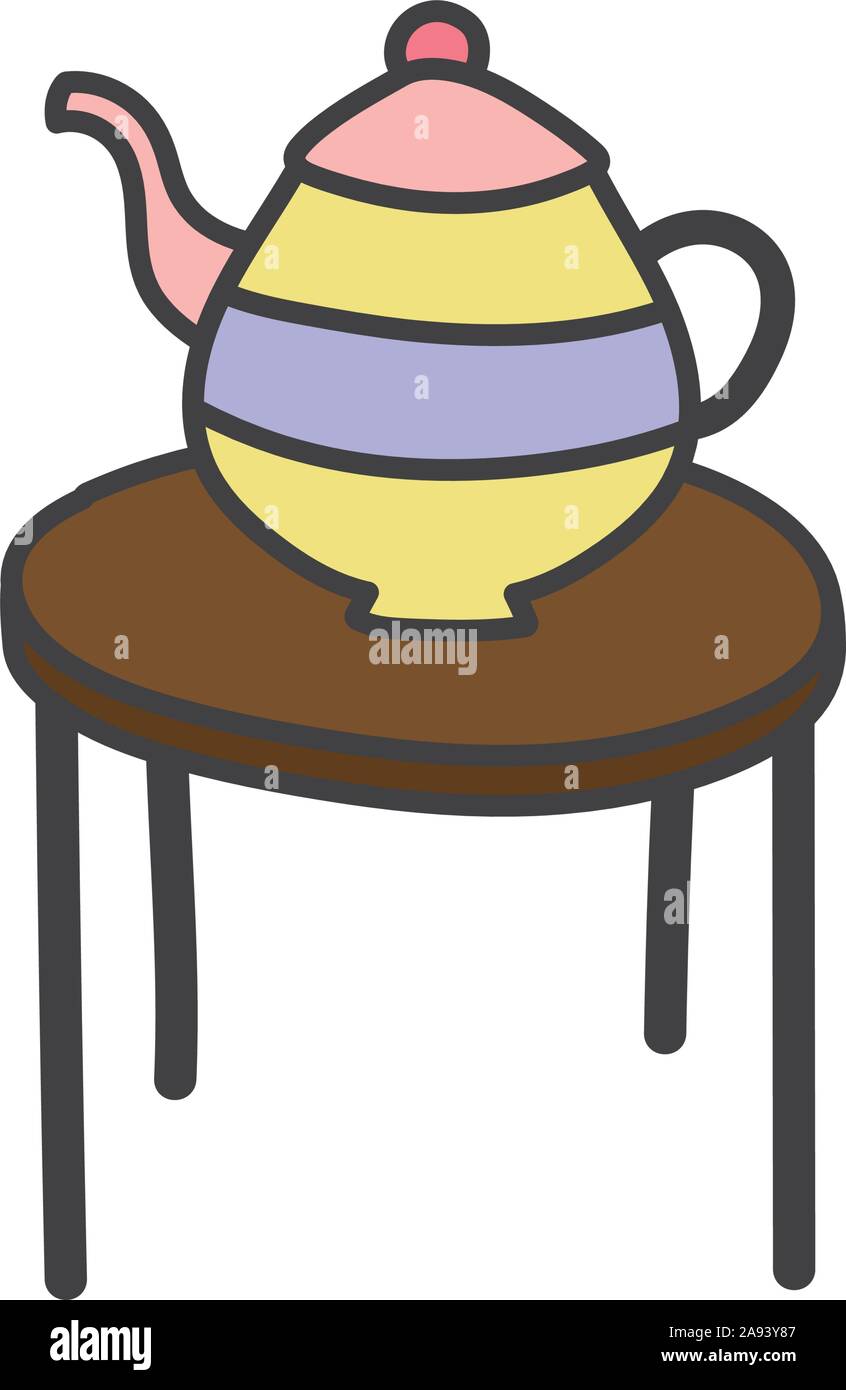 brown round table with teapot icon vector illustration Stock Vector ...