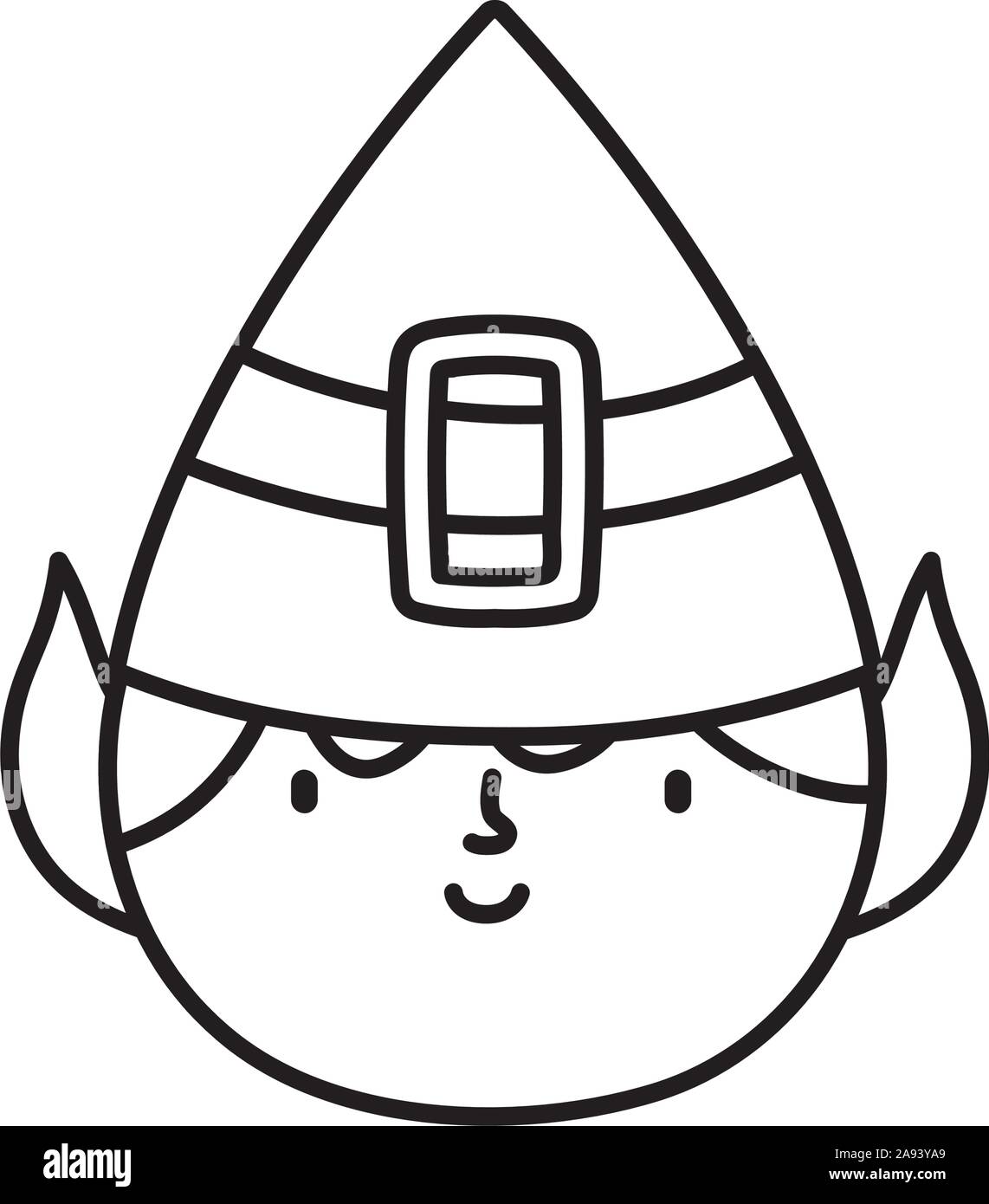 merry christmas celebration cute helper face with hat cartoon vector ...