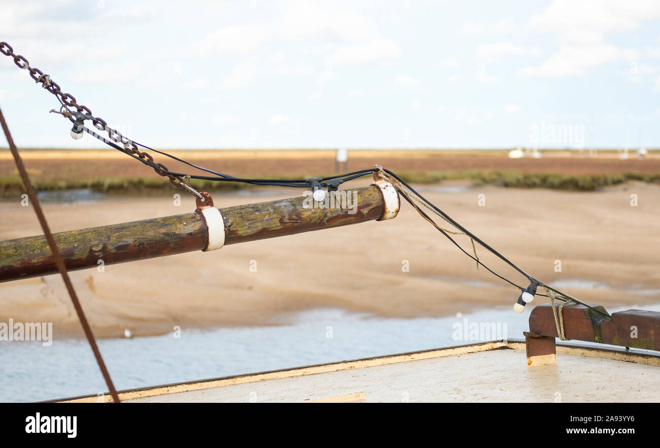 Ships sail boom tied down Stock Photo - Alamy