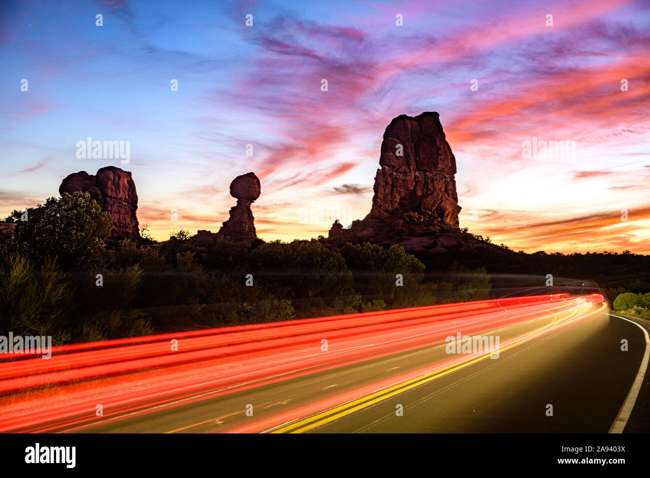 Streaking by Balanced Rock Stock Photo - Alamy