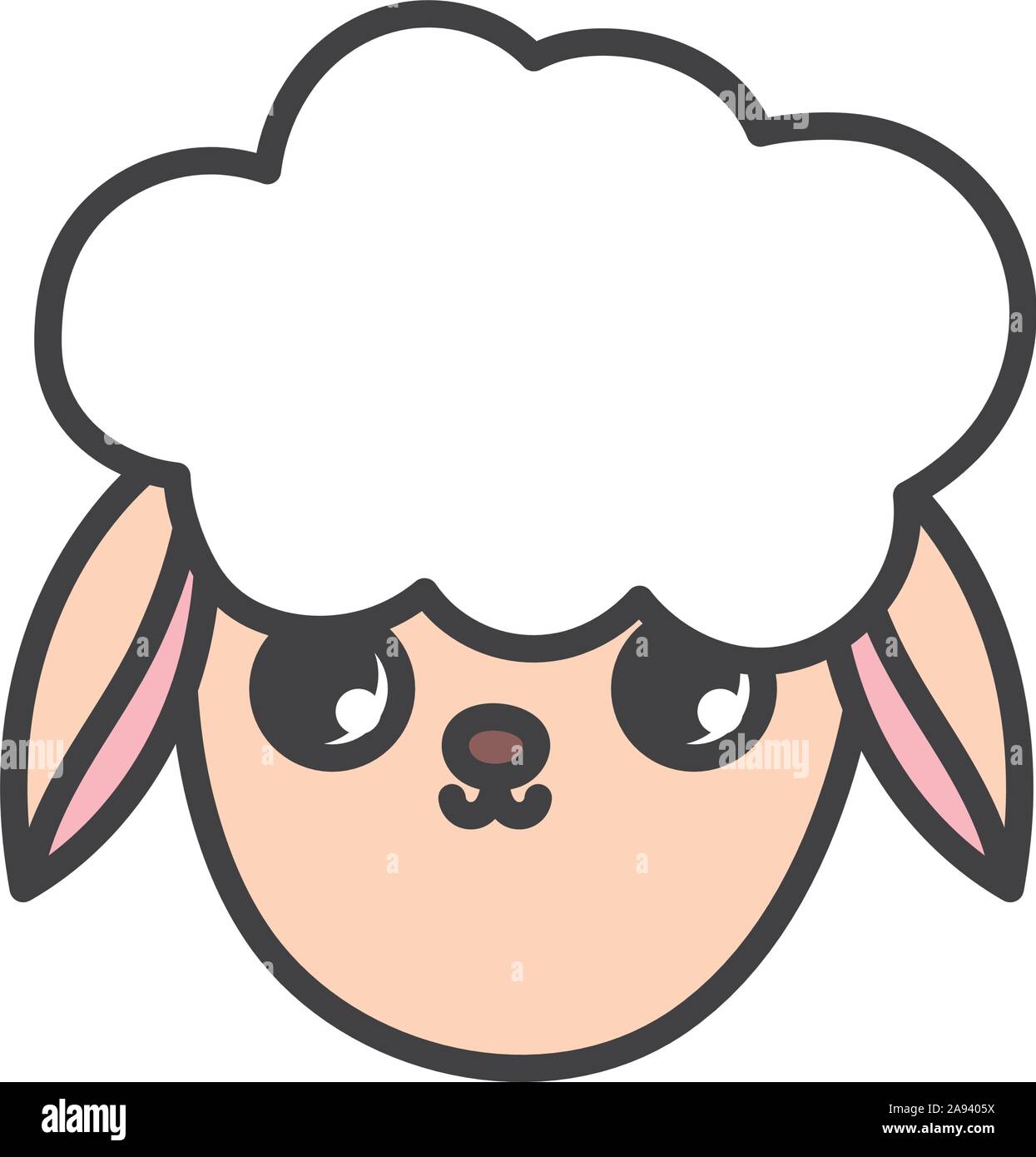 sheep head animal cartoon on white background vector illustration Stock ...