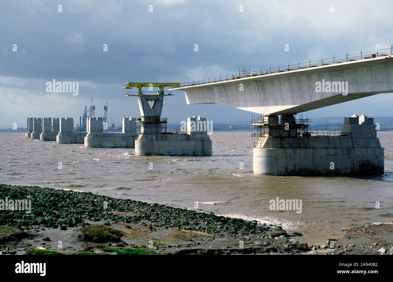 The Second Severn Crossing under construction on the English shore of ...