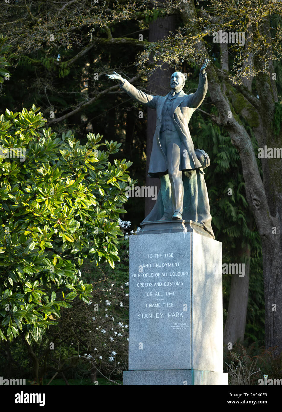 Statue of Lord Stanley in Stanley Park; Vancouver, British Columbia ...