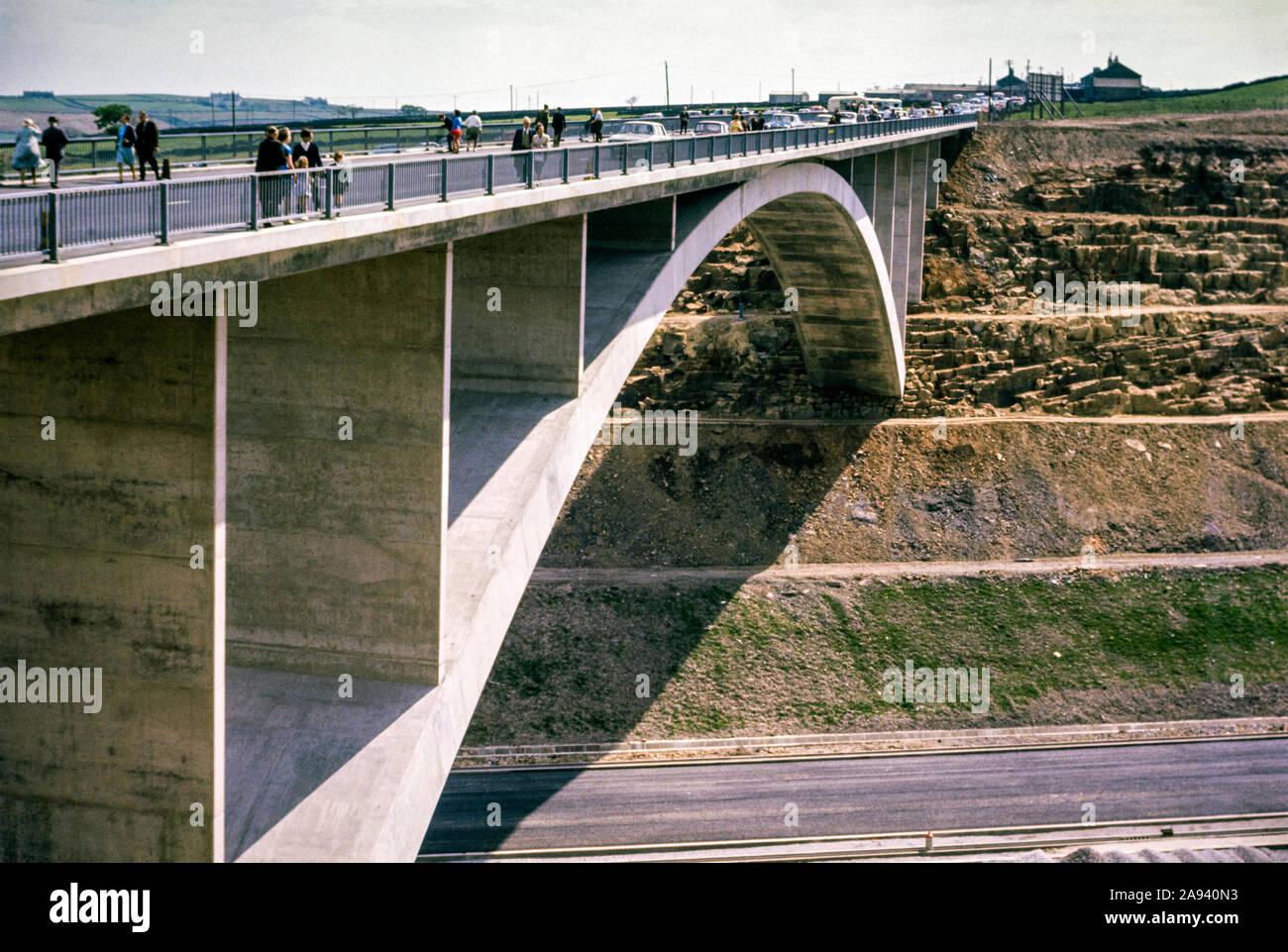 The M62 motorway under construction at the Scammonden cutting, in the ...