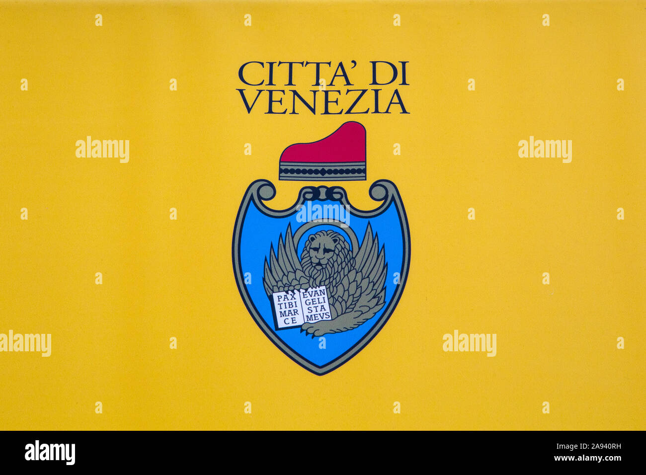 Venice, Italy - July 21st 2019: A close-up of the logo of the Italian ...