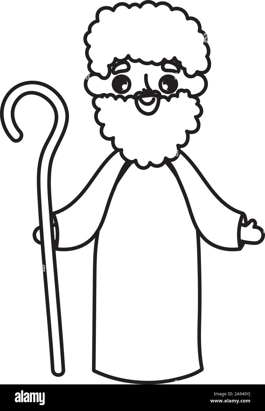 joseph character manger nativity, merry christmas vector illustration ...