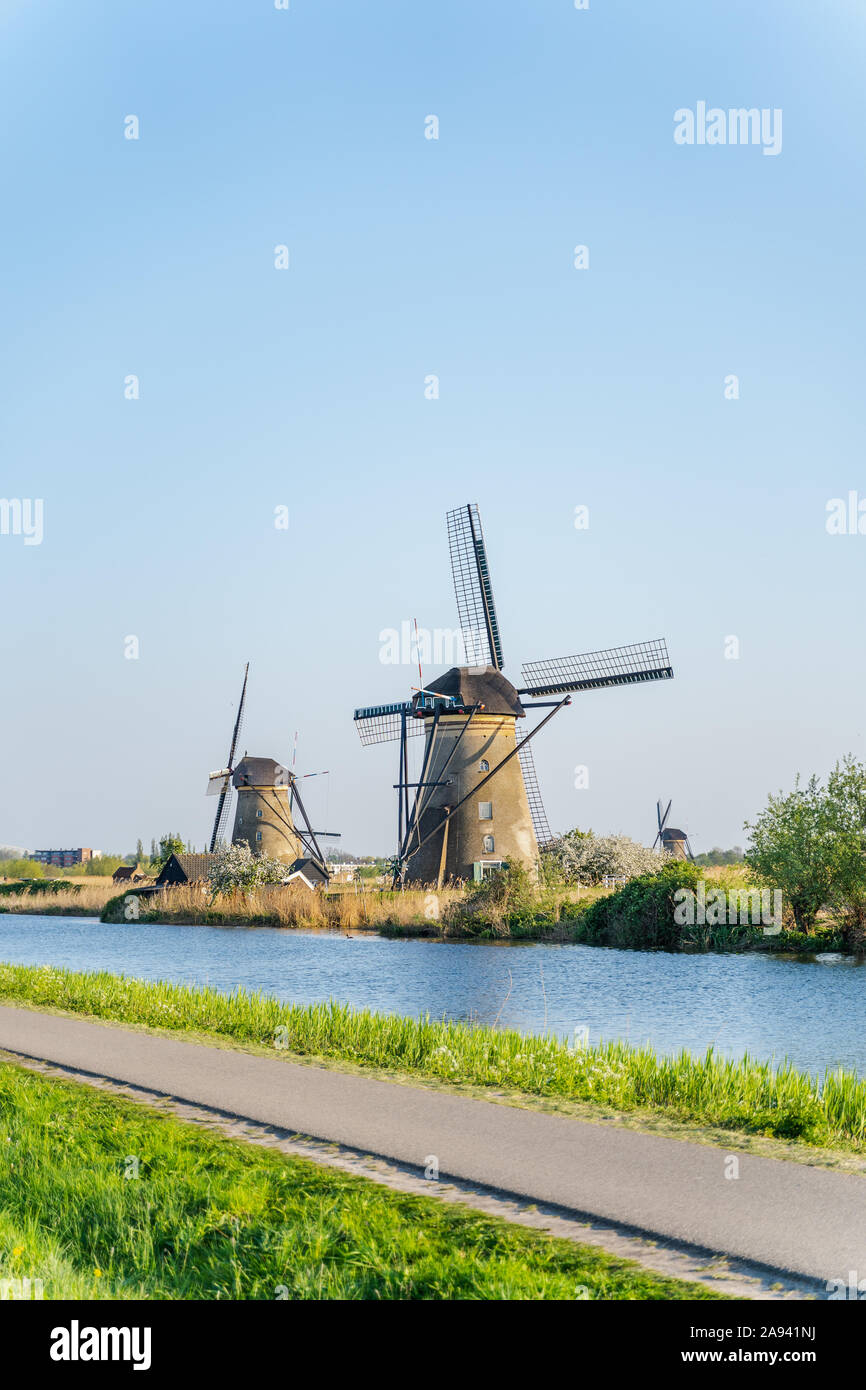 Famous wind mills at Kinderdijk, near Rotterdam in Netherland Stock ...