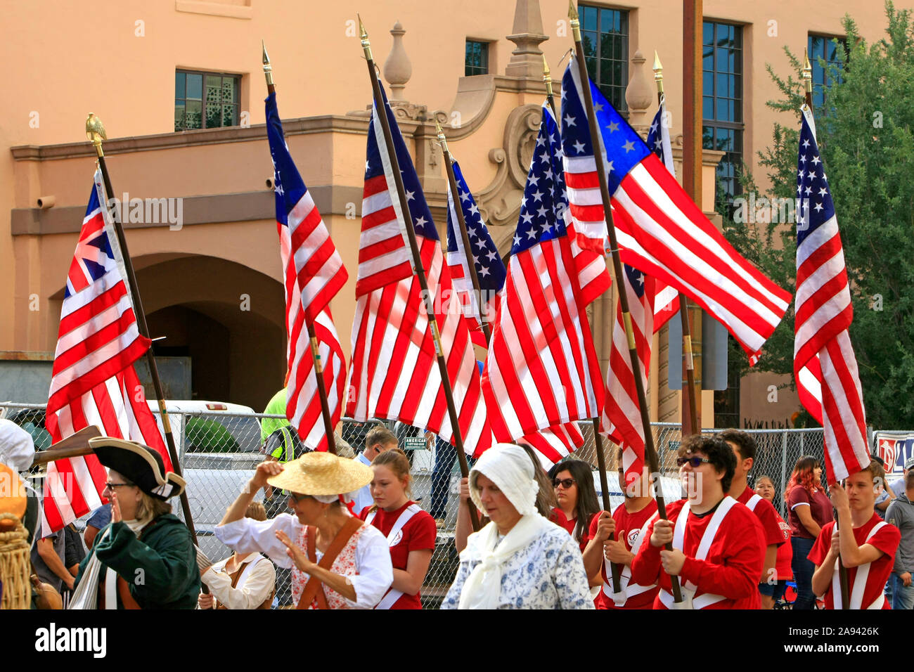 American flags parade hi-res stock photography and images - Alamy