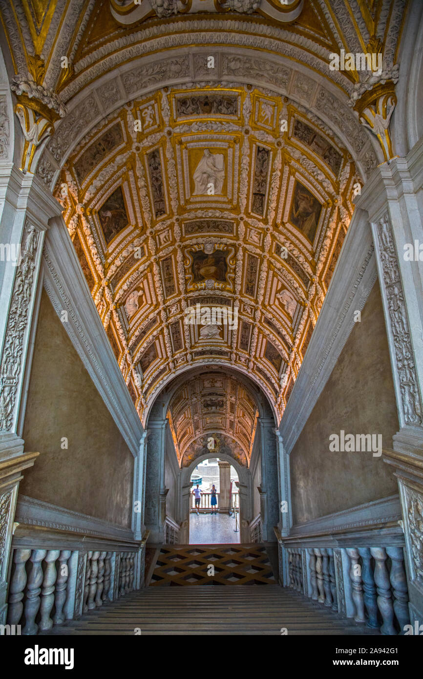 Venice, Italy - July 18th 2019: A view of the stunning Golden Staircase ...