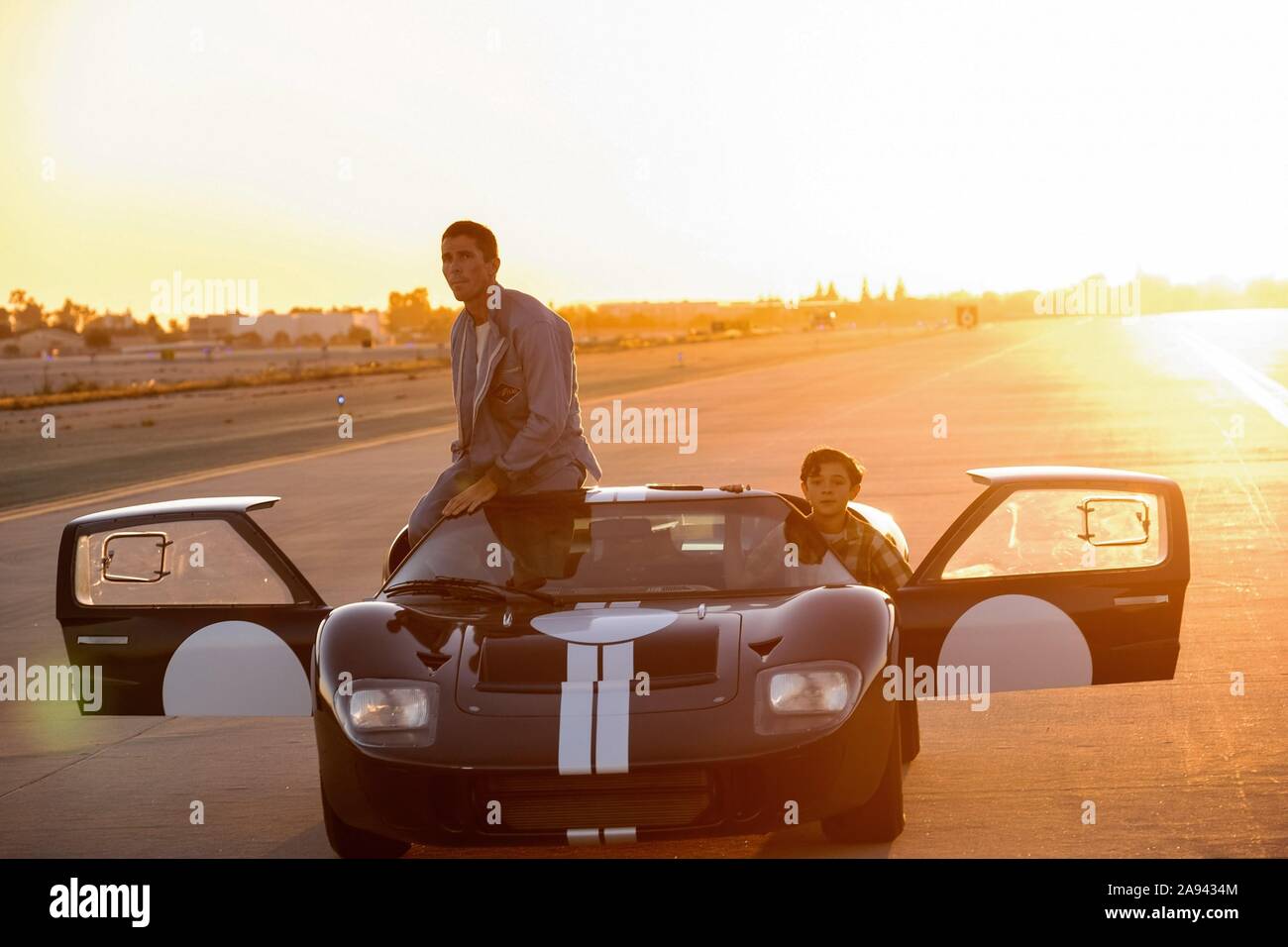 FORD V FERRARI, from left: Christian Bale, Noah Jupe, 2019. ph: Merrick ...