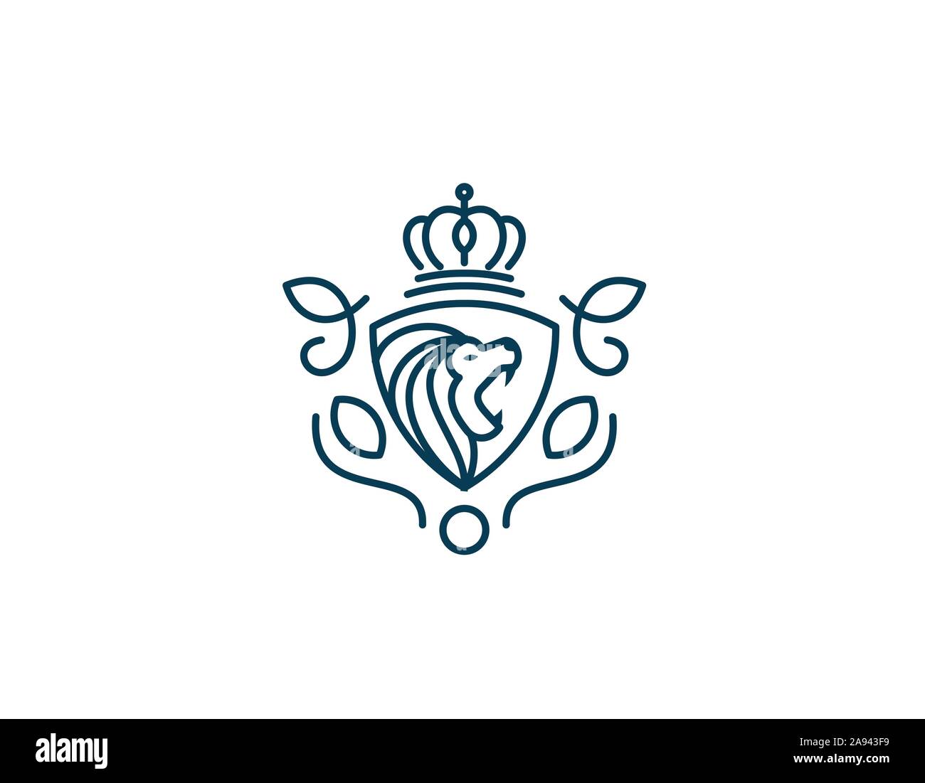 Lion with crown logo hi-res stock photography and images - Alamy