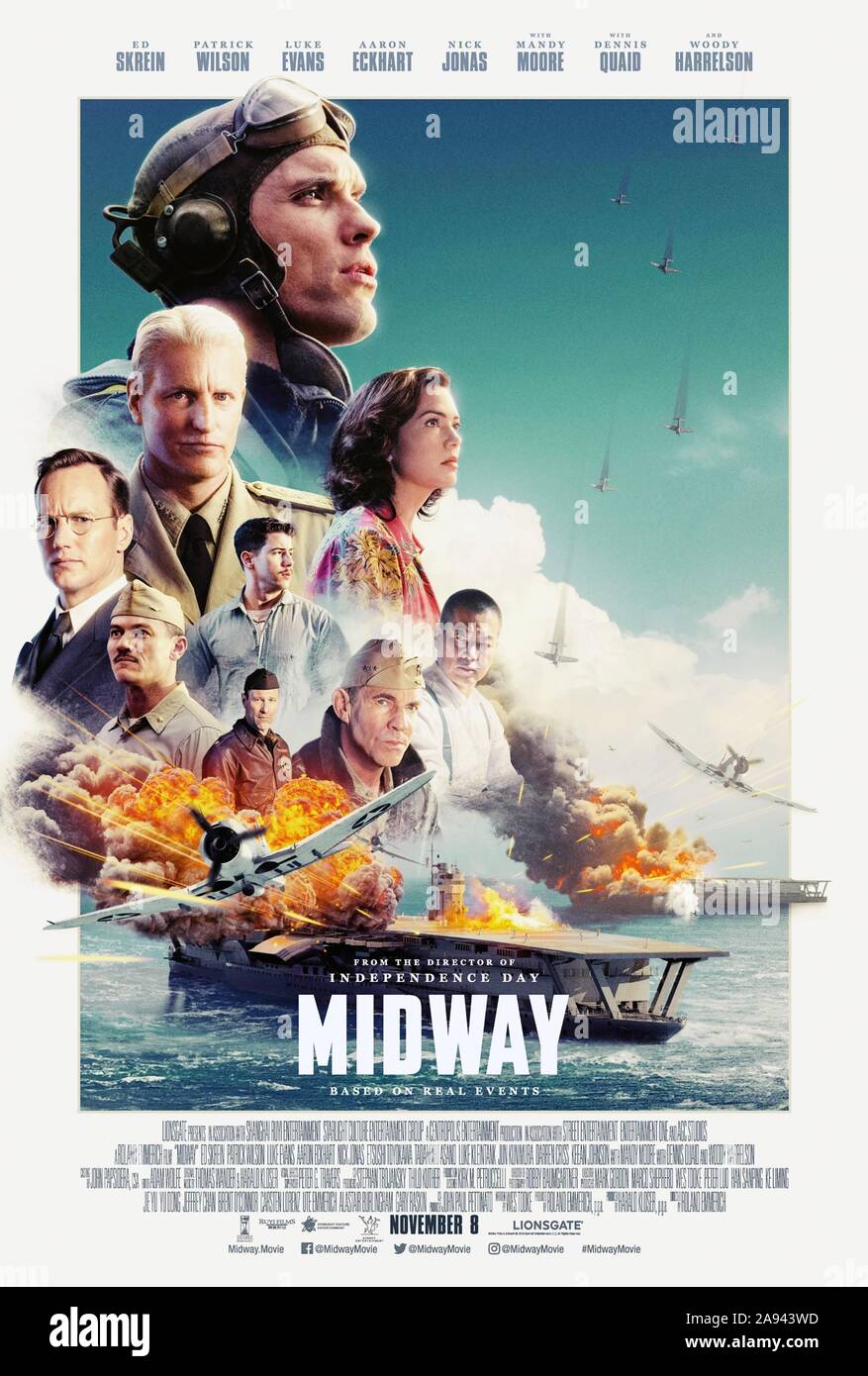 MIDWAY, US poster, clockwise from top: Ed Skrein, Mandy Moore, Etsushi ...