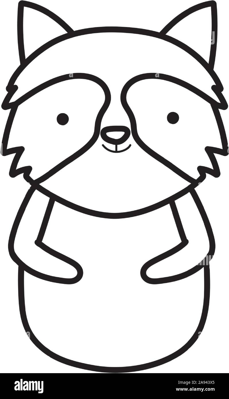 cute raccoon animal cartoon on white background vector illustration ...