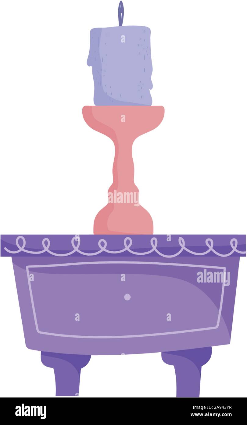 table and candle with chandelier decoration vector illustration Stock ...