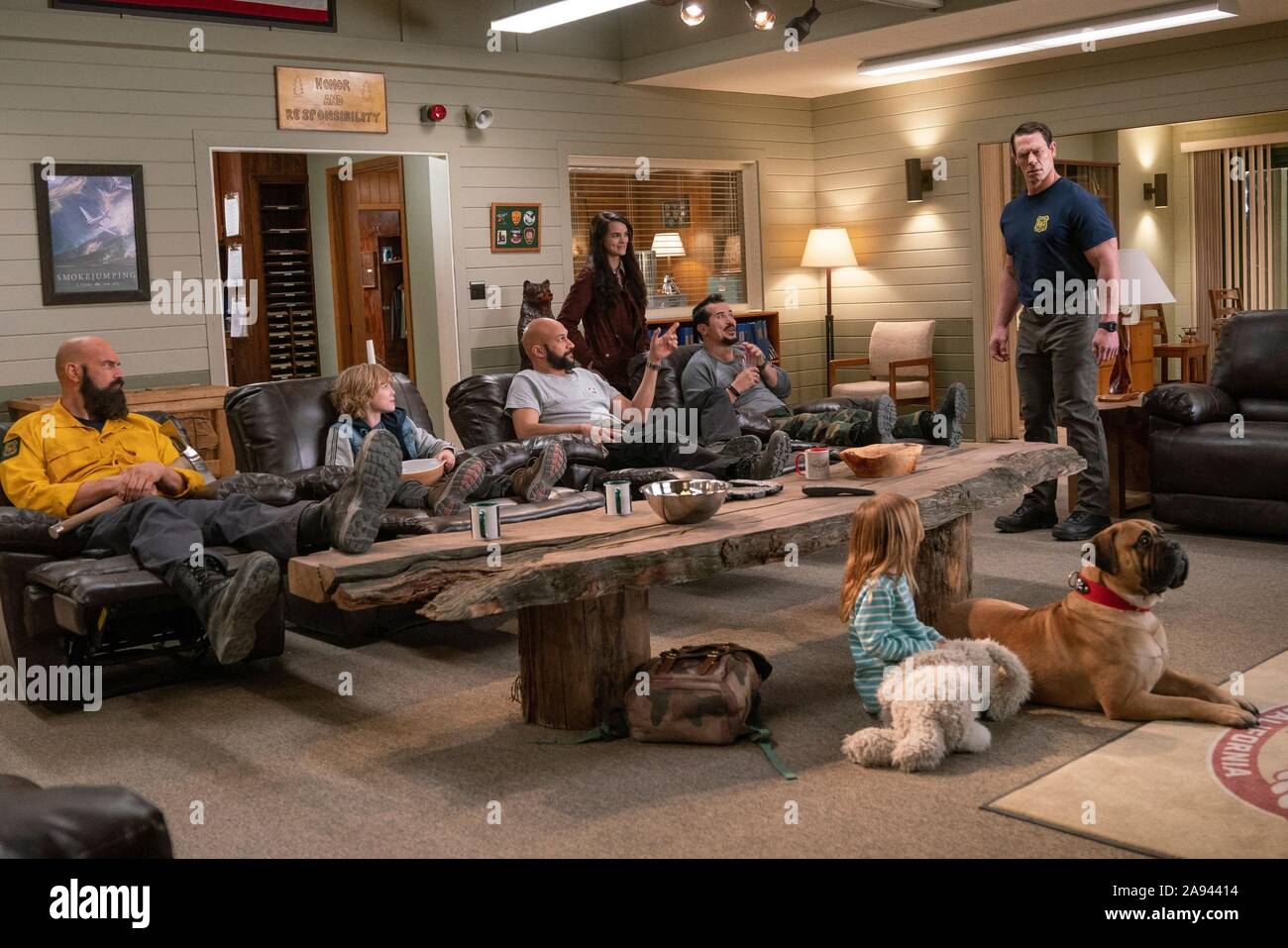 PLAYING WITH FIRE, from left: Tyler Mane, Christian Convery, Keegan ...