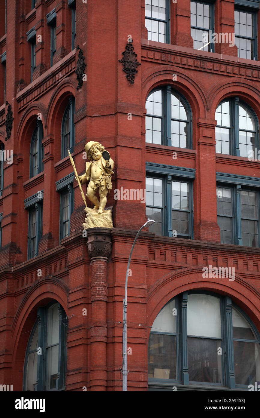 Puck Building's Gilded Sculpture of Puck, Houston Street, New York ...