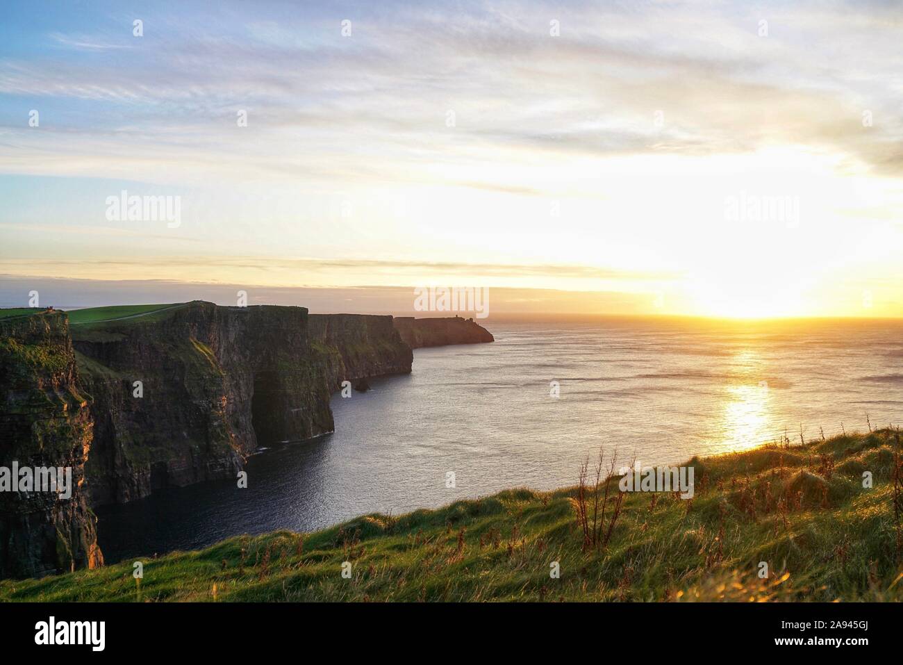 Sunset at the Cliffs of Moher, Ireland Stock Photo - Alamy