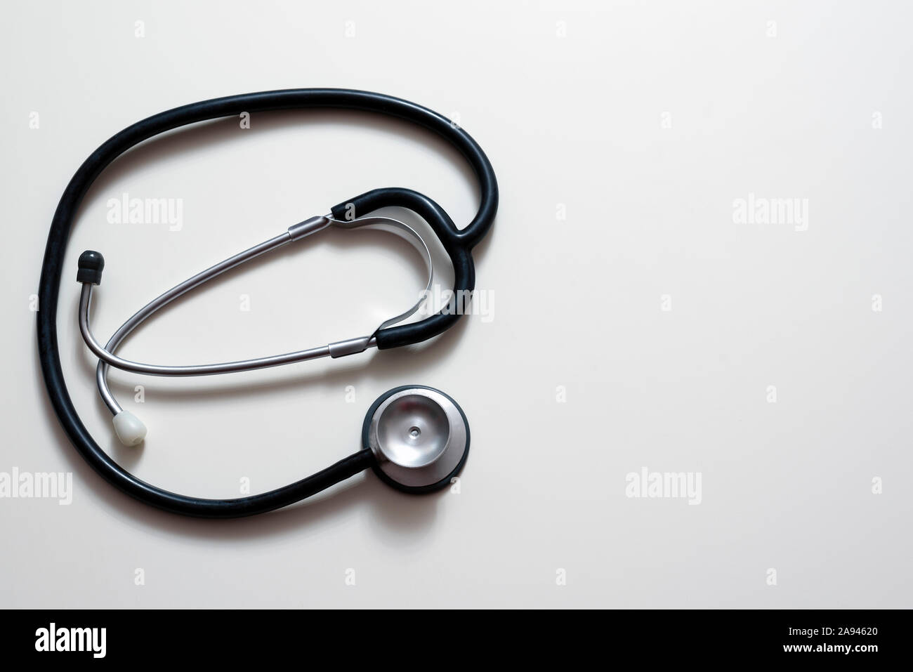 The stethoscope used by medical professionals to listen to the lungs ...