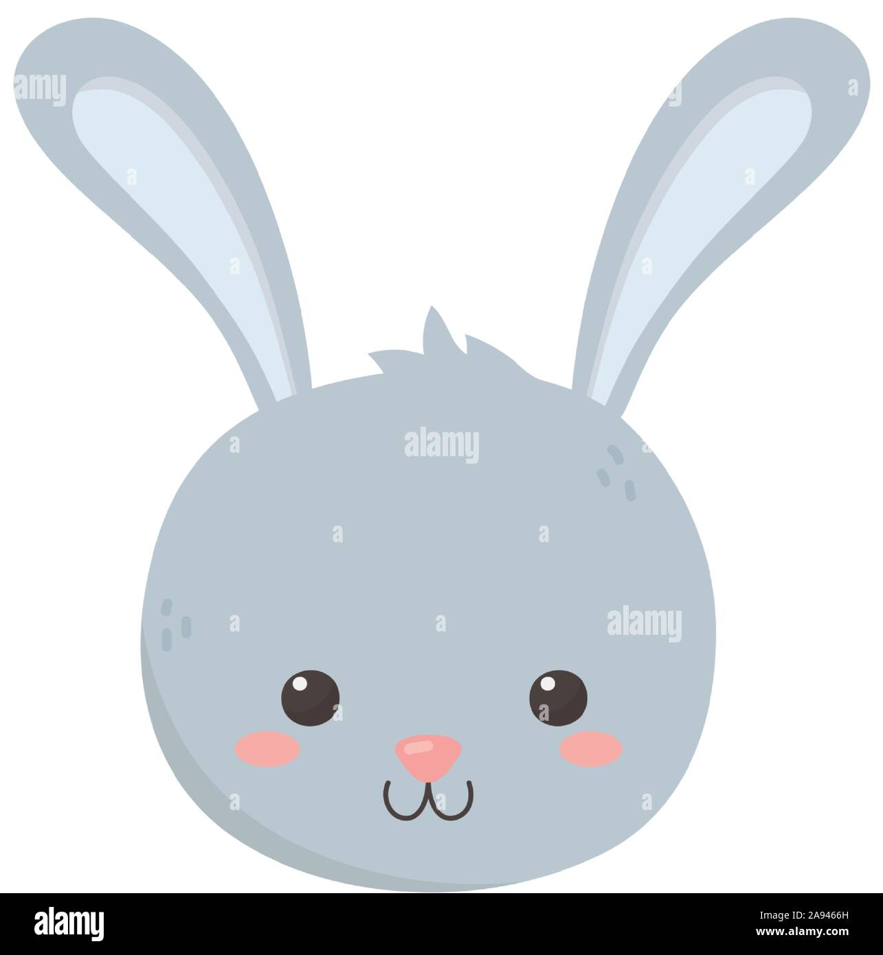 cute rabbit head cartoon icon on white background vector illustration ...