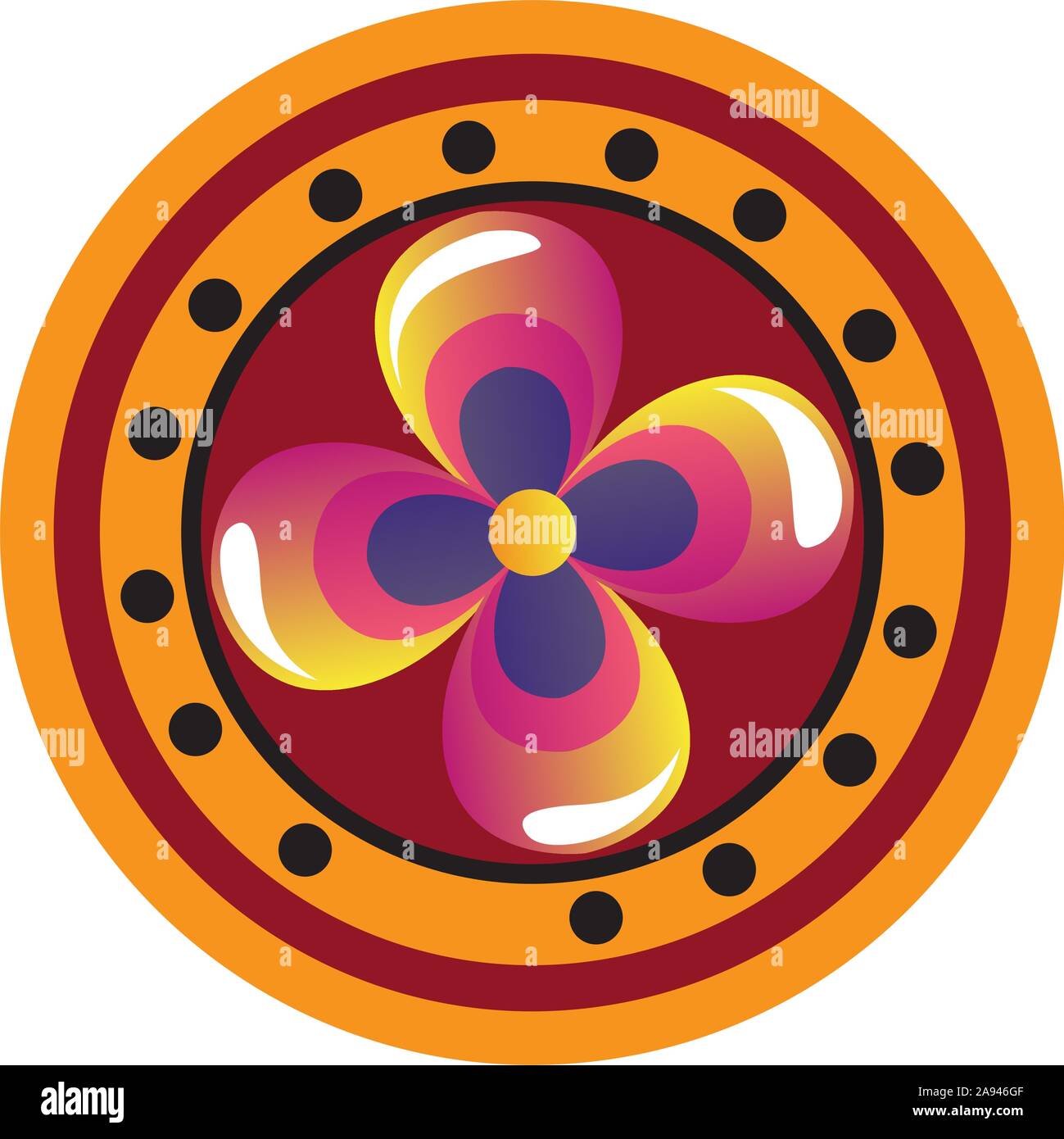Watercolor flower in a button - Vector illustration Stock Vector Image ...