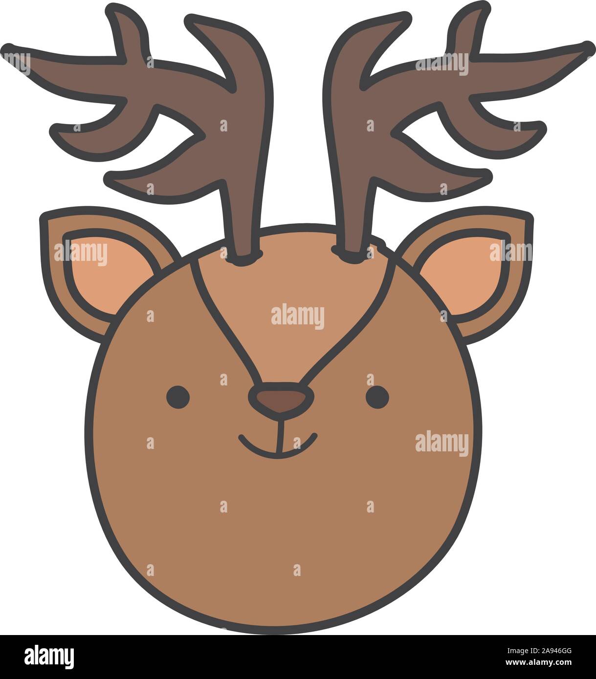 cute reindeer head cartoon animal vector illustration Stock Vector ...