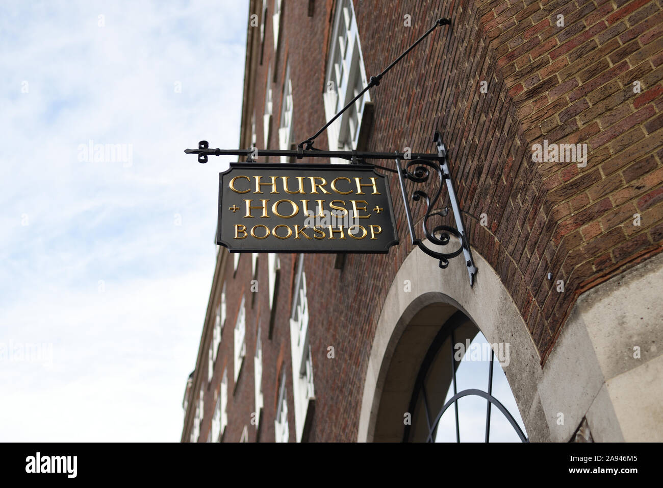 Church House Bookshop sign over doorway on Great Smith Street Stock ...