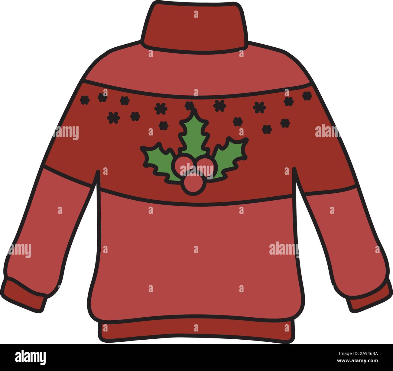 christmas red ugly sweater party decorative berries vector illustration ...