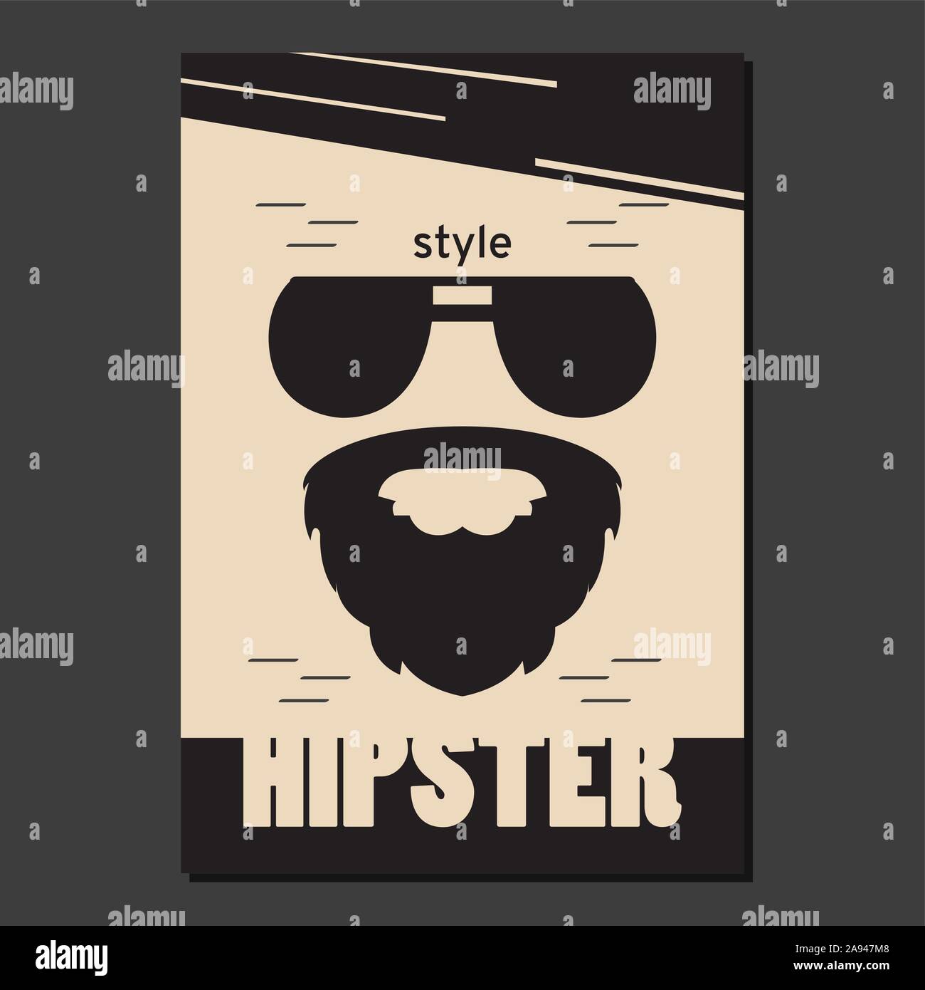 Hipster poster with a sunglasses and beard - Vector illustration Stock ...