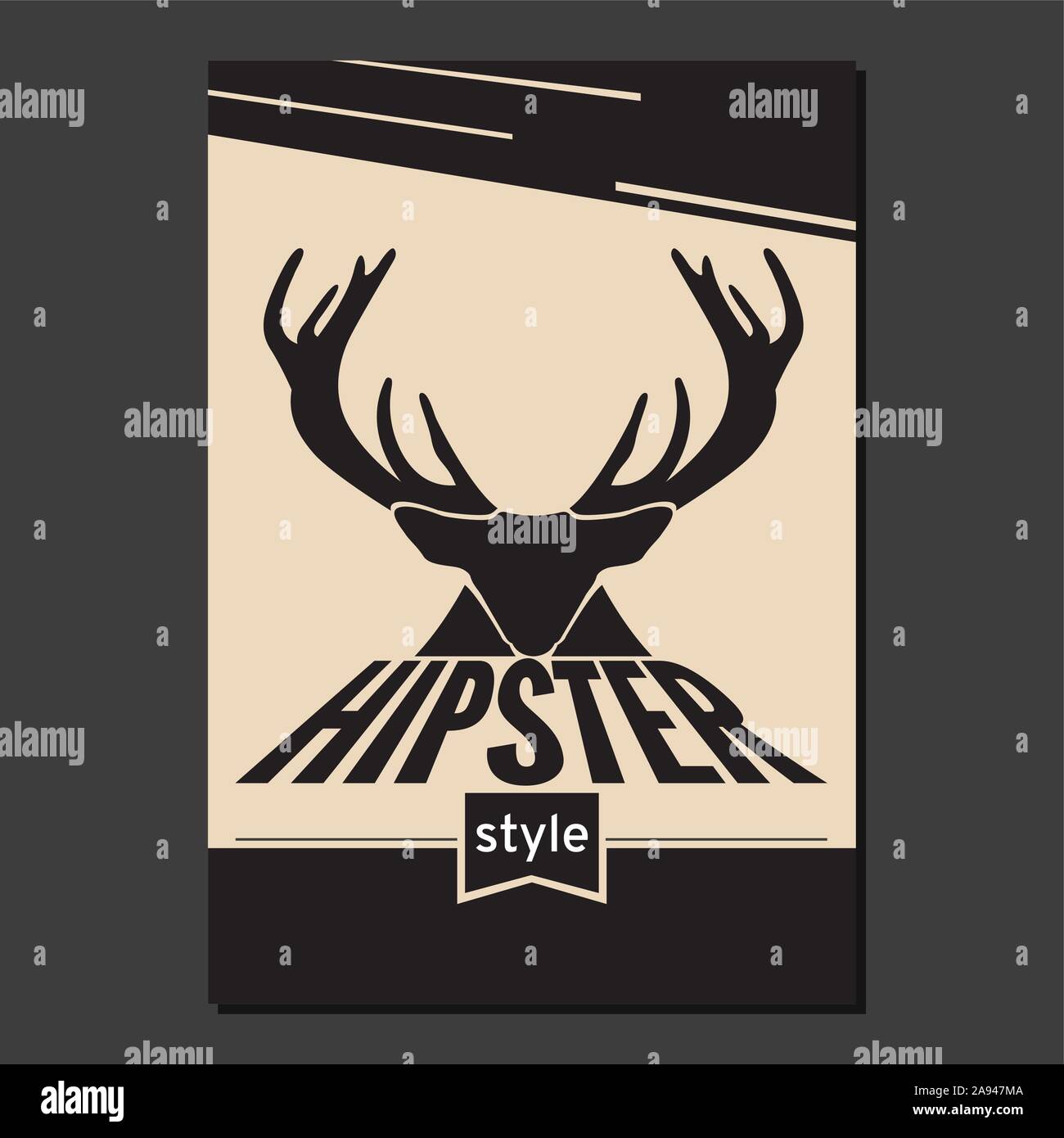 Hipster poster with a reindeer - Vector illustration Stock Vector Image ...