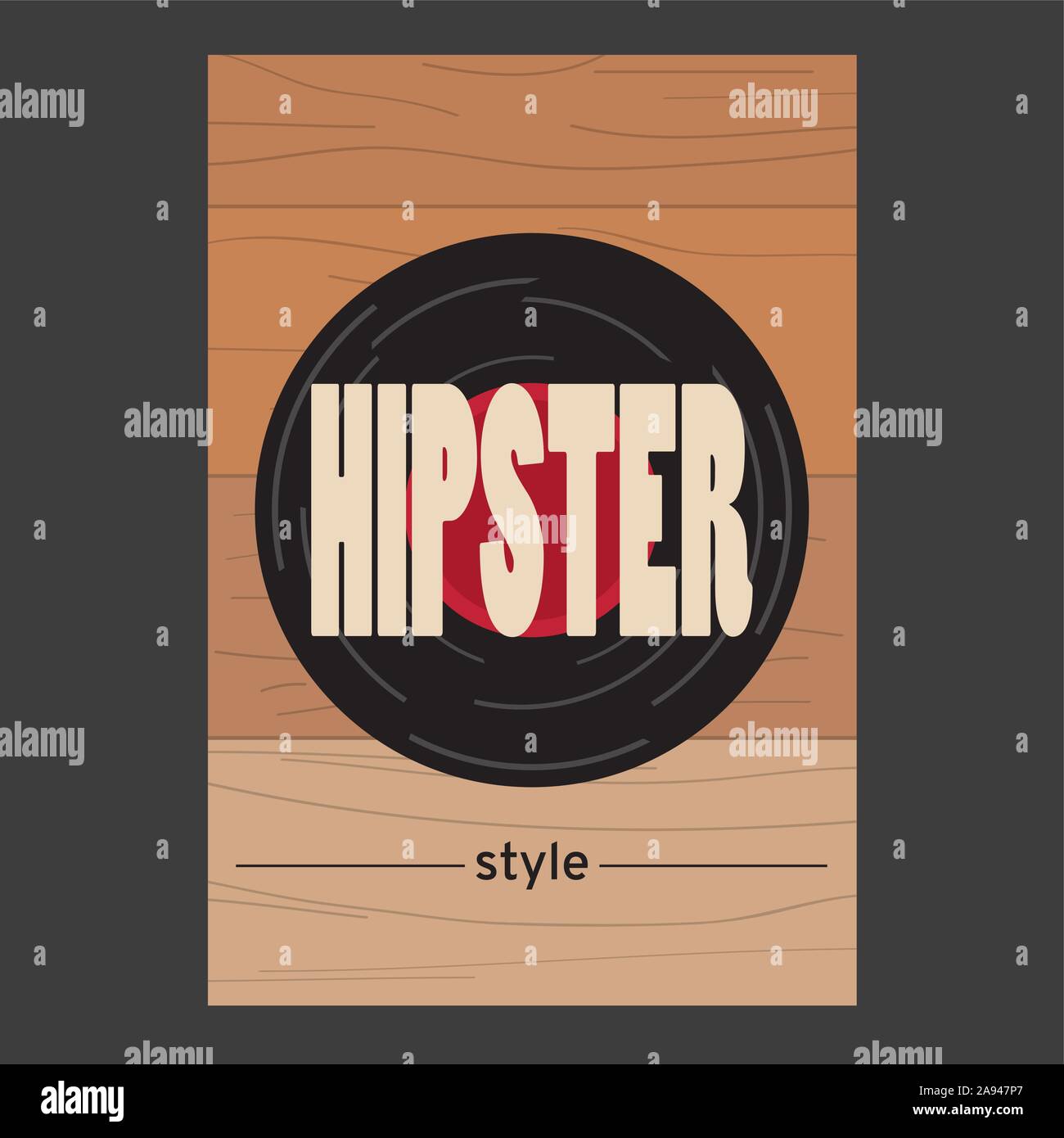 Hipster poster with a vinyl disc - Vector illustration Stock Vector ...